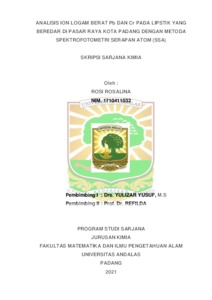 Analisis Ion Logam Berat Pb dan Cr pada Lipstik yang Beredar di Pasar Raya Kota Padang dengan ...